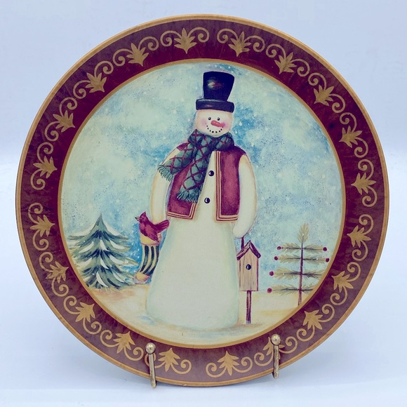 Vintage | Holiday | Vintage Ceramic Snowman Plate Holiday Decor Red ...